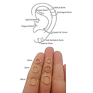 Motbegit Small Gold Hoop Earrings: 14K Gold Plated Huggie Hoop Earrings for Cartilage Helix Tragus 18g Tiny Thin Hoop Earrings for Women Men