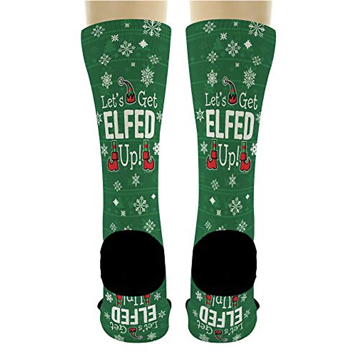 Elf Gifts Let's Get Elfed Up Elf Crazy Socks Punny Christmas Accessories 1-Pair Novelty Crew Socks