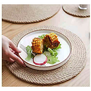 Round Jute Placemats, Woven Braided Place Mats, Natural Farmhouse Table Placemats for Dining Table, 11.8 inch