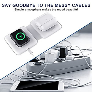 LAUDTEC Magnetic Duo Wireless Charging Pad, Portable 2 in 1 Foldable Charging Dock Power Station for Multiple Devices, Travel Wireless Charger for iPhone 14/13/12/SE/11 Series/AirPods/Apple Watch