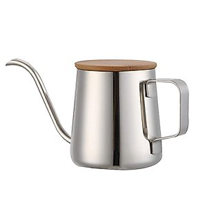 Pour Over Kettle, 12oz/350ml Stainless Steel Gooseneck Coffee Kettle, Long Narrow Spout Coffee Pot Hand Drip Kettle Pour Over Coffee and Tea Pot with Wooden Lid