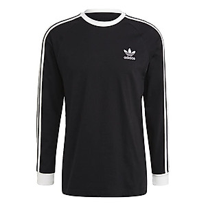 adidas Originals,mens,3-Stripes Long Sleeve Tee,Black,Small