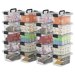 Cetomo 6.8Qt*20 Plastic Storage Bins, Storage Box, 20 Pack, Tote Organizing Container with Durable Lids, Secure Latching Buckles and Handles, Stackable and Nestable, Clear