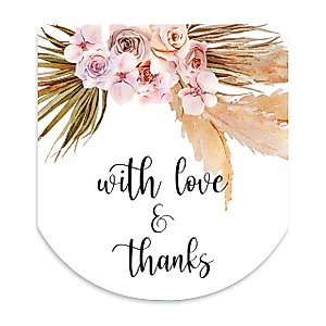 Hand Sanitizer Favor Stickers - Set of 60 Labels (Pampas Grass)