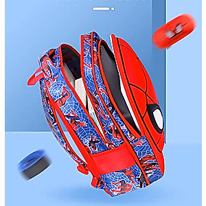 SUFRAH 13inch Cartoon Backpack Red&Blue Comic Waterproof Durable Lightweight Bookbag Fashion Causal Travel Bag