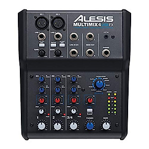 Alesis MultiMix 4 USB FX | 4 Channel Compact Studio Mixer with Built In Effects & USB Audio Interface for Home Studio Recording