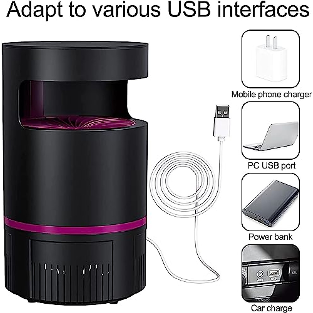 Bug Zapper, Fruit Flies Trap, Electric Mosquito & Fly Zappers/Killer - Insect Attractant Trap Powerful Little Gnats, Hangable Mosquito Lamp for Home, Indoor, Outdoor, Patio (Black)