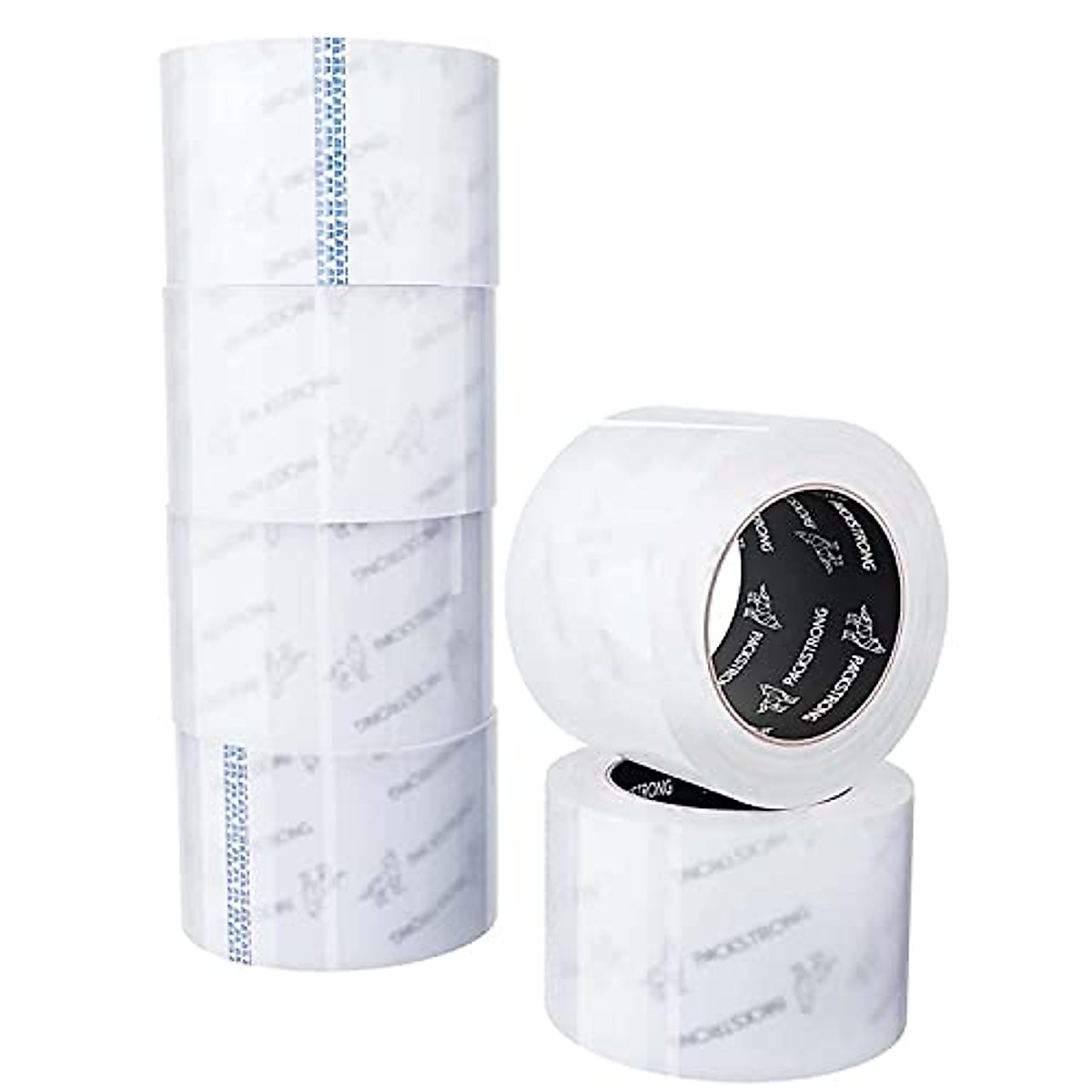 Packstrong Industrial Grade Clear Packing Tape (6 Rolls) - 110 Yards per Roll - 3" Wide x 2.0 mil Thick, Acrylic Adhesive Heavy Duty Tape for Box Office Moving Packaging Shipping