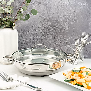 Aroma Housewares AFP-1600S Gourmet Series Stainless Steel Electric Skillet 11.8 inches