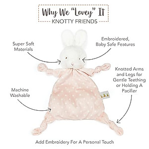Bunnies By The Bay "Blossom" Knotty Friend Baby Stuffed Animal Blanket - Plush Baby Lovey - Best Friend Blanket - 10” Multicolour