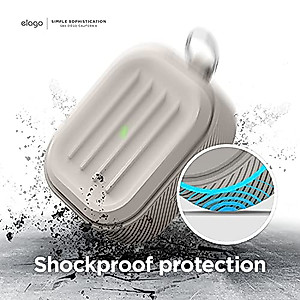 elago Armor Case Compatible with AirPods 3rd Generation Case - Compatible with AirPods 3 Case, Carabiner Included, Supports Wireless Charging, Shock Resistant, Easily Cleaned, Full Protection (Stone)