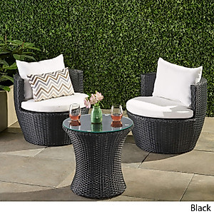 Christopher Knight Home Kono Chat Set, 3-Pcs Set, Black