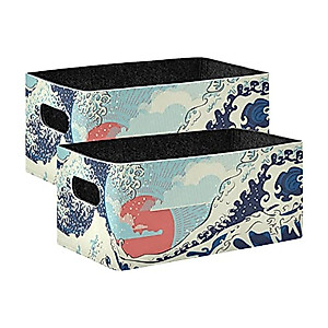 Stormy Ocean Storage Basket Felt Storage Bin Collapsible Towel Storage Decorative Baskets Organizer for Clothes Towels Magazine