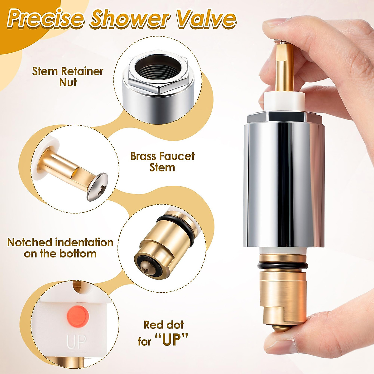 Dreyoo Shower Cartridge Replacement for MS-5AT-C, Compatible with Mixet Bathroom Single Handle Faucets, Shower Valve Parts for Single Tub and Shower Handles, Faucet Stem Repair Kits for Shower Faucet