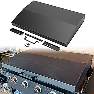Kojem Hinged Lid Cover Powder Coated Compatible with 36 inch Blackstone Griddle with Rear Grease Collection (Black)