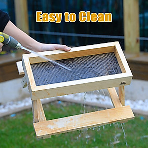 Solution4Patio Chickenic Table Handmade Wooden Picnic Table Chicken Feeder, Duck Feeder, Mesh Bottom, Easy to Clean and Fill, 15.7" W x 14.9" D x 8.6" H, Functional and Funny, Garden Gift, B807A00