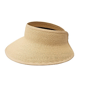 Joywant Sun Visor Hats for Women, Women's Summer Ponytail Foldable Straw Beach Hat with UPF 50+