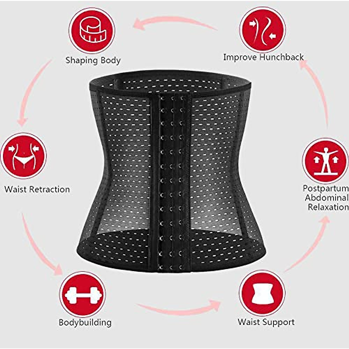 vipolish Black Waist Trainer Women Waist Cincher Corset Body Shaper for Lossing Weight Shaping Workout Sports