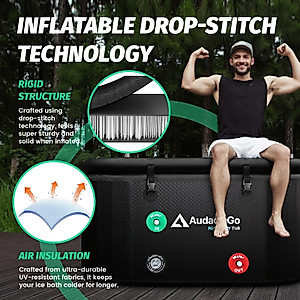 XXL Ice Bath Tub for Athletes, Compatible with Water Chillers, 216-Gallon Inflatable Cold Plunge Tub with Insulated Lid, Thermometer, Water-Absorbent Mat, Portable for Outdoor & Indoor Recovery