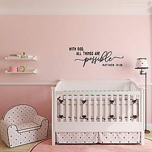 with God All Things are Possible Matthew 19:26 - Carved Vinyl Separated Letters Bible Verse Quotes Wall Decal Words Scripture Christian DIY Home Décor