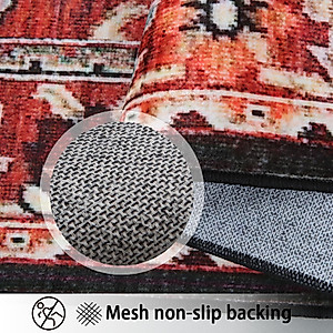 TOLORD Boho Persian 3x5 Rug Living Room Bedroom Area Rugs Non-Slip Large Rugs Washable Short Pile Rug for Living Room Bedroom Dining Room Luxury Carpet