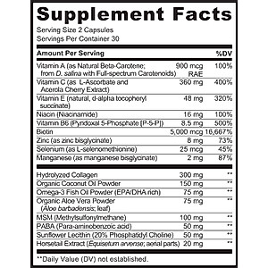 NATURELO Hair, Skin and Nails Vitamins - 5000 mcg Biotin, Collagen, Natural Vitamin E - Supplement for Healthy Skin, Hair Growth for Women and Men – 60 Capsules