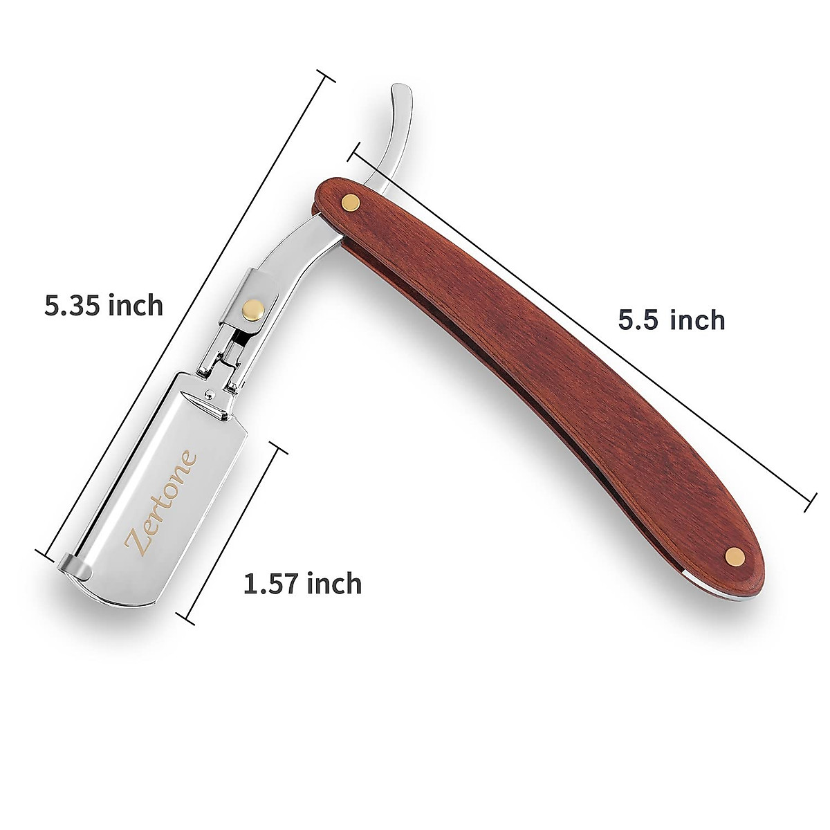 Zertone Straight Razors for Men Natural Wood Scale with 20 Double Edge Blades - Professional and Close Shaving Straight Edge Razor- Manual Shaver, Barber Razor Blade (Aluminum)