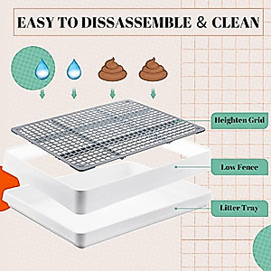 Bokon 2 Pcs Rabbit Large Litter Box for Cage Guinea Pig Litter Pan with Grid Rabbit Guinea Pig Toilet Ferret Corner Potty Trainner Ideal for Rats, Hamsters, Small Animals (15 x 12.2 x 2.6 Inch)