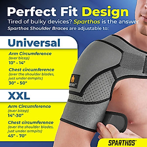 Sparthos Shoulder Brace - Support and Compression Sleeve for Torn Rotator Cuff, AC Joint Pain Relief - Arm Immobilizer Wrap, Ice Pack Pocket, Stability Strap, Dislocated Sholder - for Men and Women