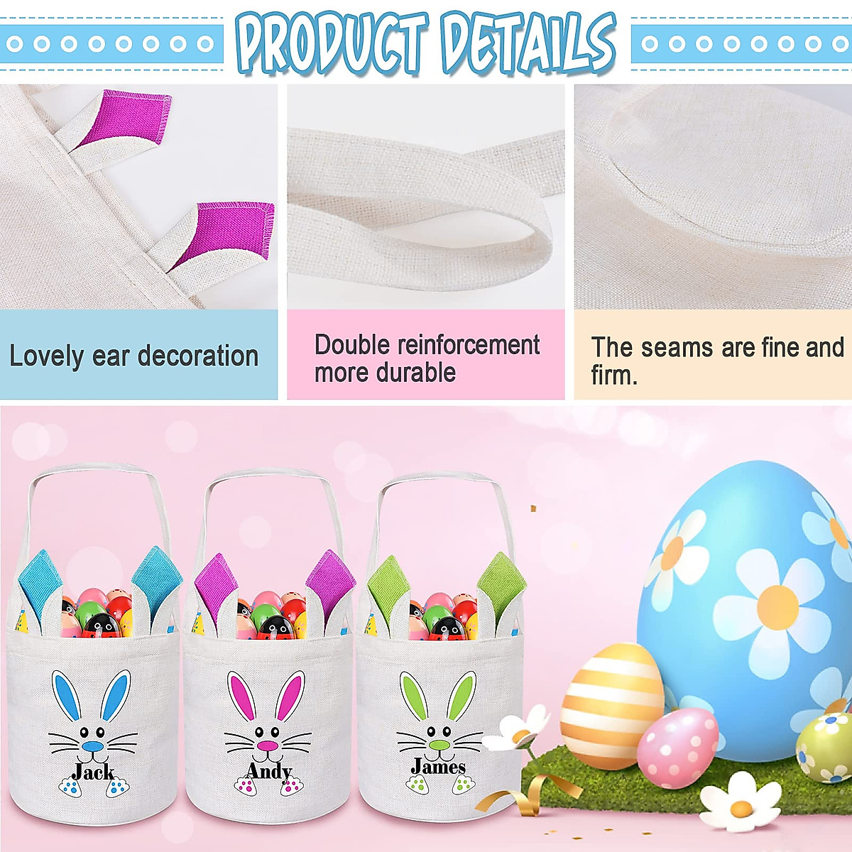 Personalized Easter Baskets for Girls Boys, Jocidea Custom Easter Baskets for Kids Personalized Easter Basket Easter Gifts Easter Basket Stuffers for Kids Easter Basket Toys — Blue