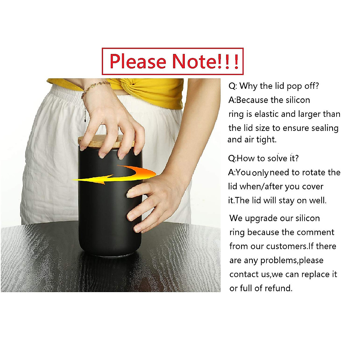 Ceramic Food Storage Jar Canister Modern Design Food Canisters with Airtight Seal Bamboo Lid,Loose Tea Coffee Spice Nuts Snacks Seasonings Storage Canister Caddy (Black 31.67oz/900ml)