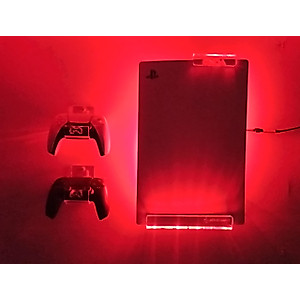 WALL MOUNT FOR PS5 PLAYSTATION 5 WITH MULTICOLOR LED LIGHTING KIT + 2 CONTROL MOUNT (PS5 Standar Edition (Disc Edition))