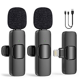 NICHOM Wireless Lavalier Microphone for iPhone/iPad Mini Clip-on Microphone Wireless for iPhone Video Recording Denoise Omni Lav Lapel Mic for Interview/Youtube/Vlog/Live Stream/Tiktok/Content Creator