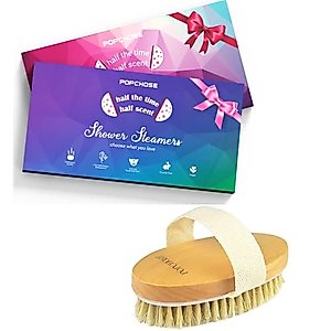 POPCHOSE Shower Steamers Aromatherapy-Dry Brushing Body Brush-- Stocking Stuffers Christmas Gifts for Women and Mom
