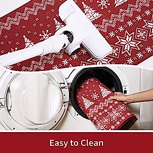 CAROMIO Machine Washable Kitchen Mat Christmas Kitchen Runner Mat Sets Non Skid Kitchen Floor Mats for Kitchen Laundry Sink Under Door, 17"x29"+17"x47"