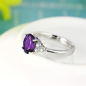 Fashion Jewelry Women's Gemstone Ring CZ Simulated Diamond Proposal Ring Engagement Wedding Rings (Purple, One Size)