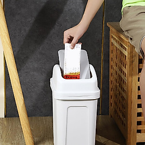 Aufmer Trash Can, 7l Pink Trash Can, Bathroom Trash Can, Plastic Kitchen Small Trash Bin, Swing Top Trash Can, Waste Basket for Home, Office, Garage, Patio, Restaurant Pink, Black,Green, Gray (Black)