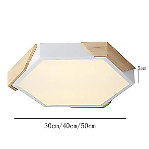 ZZZYZ Modern White Wooden LED Ceiling Light Fixture with Remote Ceiling Lamp Dimmable Hexagon Ceiling Light for Living Room Bedroom Kitchen Hallway Entry-Cold White Light 40cm