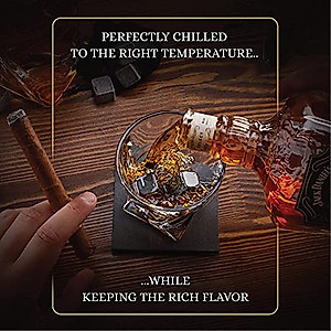 Whiskey Stones Gift Set by Royal Reserve | Artisan Crafted Reusable Refreezable Chilling Cooler Rocks for Scotch Bourbon – Modern Stocking Stuffer for Guy Men Dad Boyfriend Anniversary or Retirement