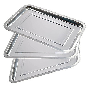 Beoncall Tattoo Stainless Steel Tray - 3 Pack Stainless Steel Tattoo Trays 13.5'' x 10" Dental Body Piercing Instrument Tool Flat for Tattoo Supplies Tattoo Kits