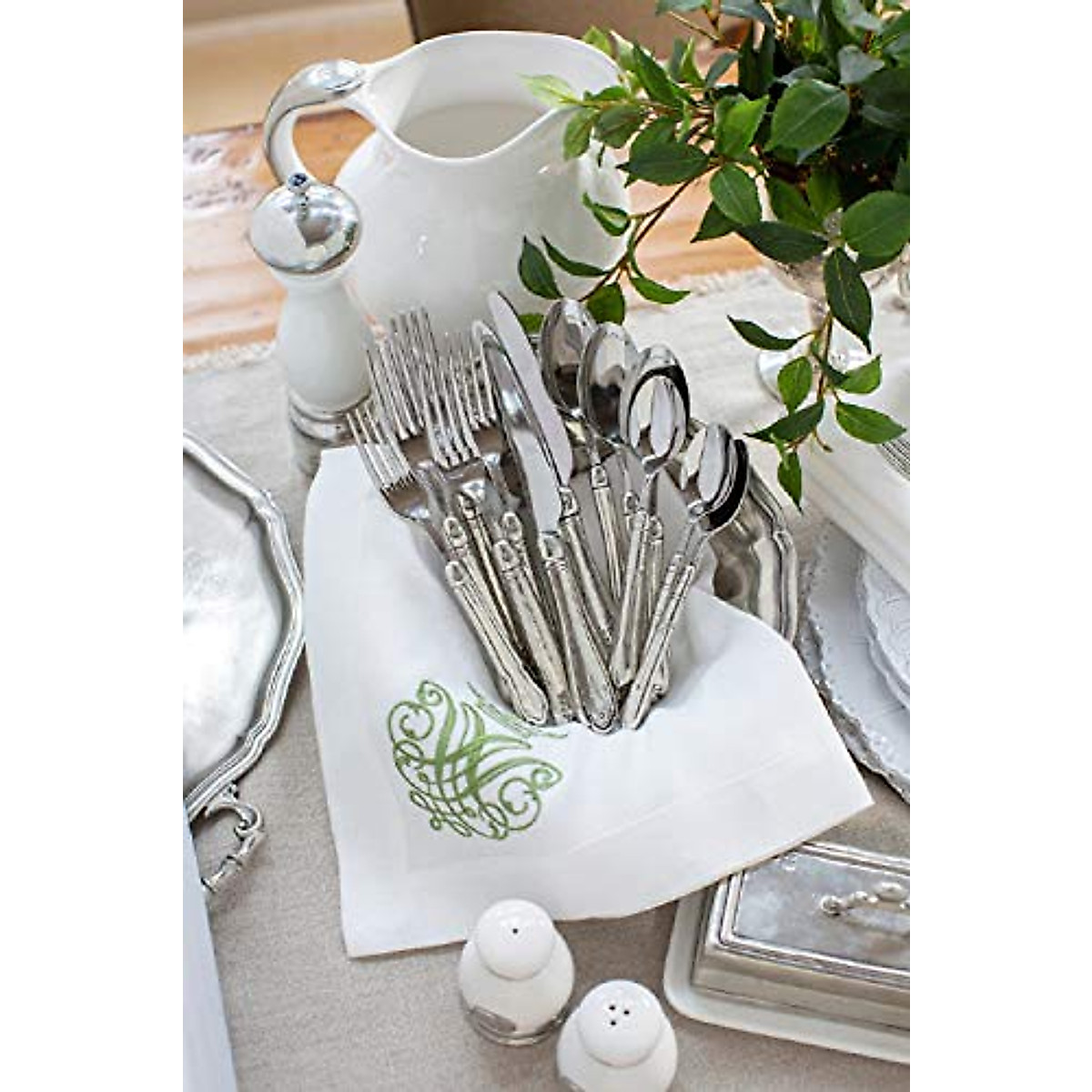 Arte Italica Hotel 5 Piece Place Setting, Pewter Flatware Set, Silver, HLT3600