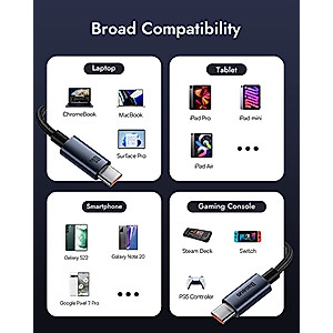 Baseus USB C Charger Cable, 100W PD 5A QC 5.0 Type C Fast Charging USB C to USB C Cable, Nylon Braided USB C Cable for iPhone 15/Pro/Plus/Pro Max, MacBook Pro, iPad Pro 12.9/Air/Mini, Samsung S23/S22