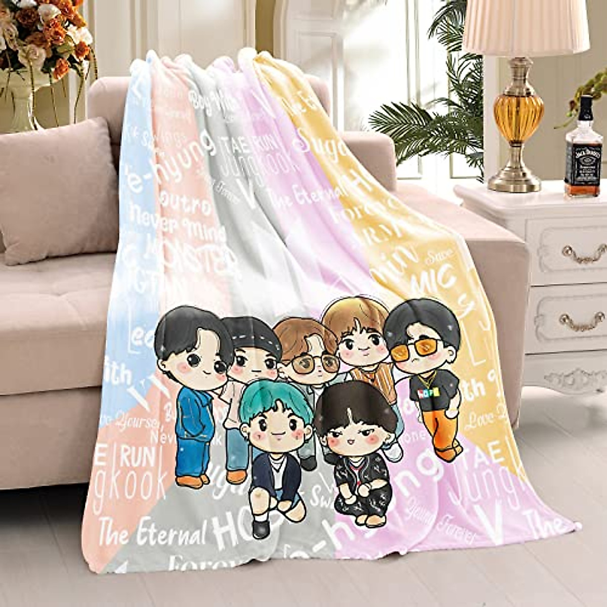 Cvdoos Throws Flannel Blankets Lightweight Comfy Warmer Soft Blanket Home Decor Bedding Couch Sofa for All Season Girls Women Fans Gifts (B) 40X50 Inch