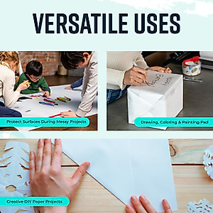 White Kraft Arts and Crafts Paper Roll - 18 inches by 175 Feet (2100 Inch) - Ideal for Paints, Wall Art, Easel Paper, Fadeless Bulletin Board Paper, Gift Wrapping Paper and Kids Crafts - Made in USA