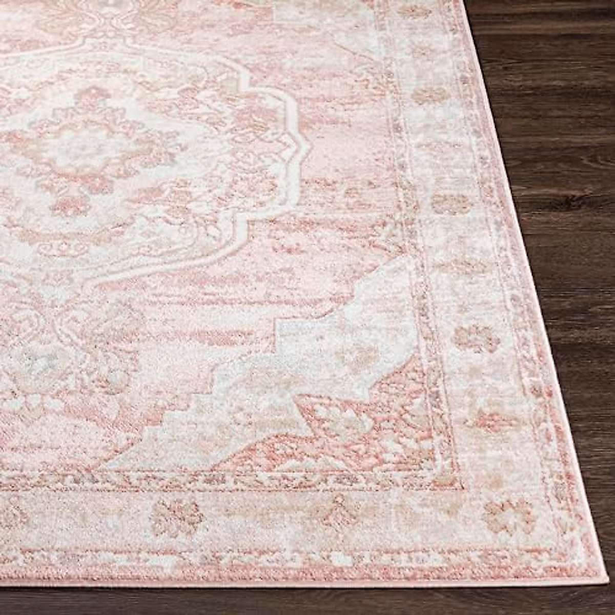 Mark&Day Area Rugs, 8x10 Bethlehem Traditional White Area Rug, Pink Beige Carpet for Living Room, Bedroom or Kitchen (7'9" x 9'6")