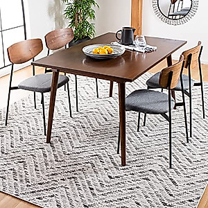 SAFAVIEH Adirondack Collection 8' x 10' Ivory/Charcoal ADR104N Chevron Non-Shedding Living Room Bedroom Dining Home Office Area Rug