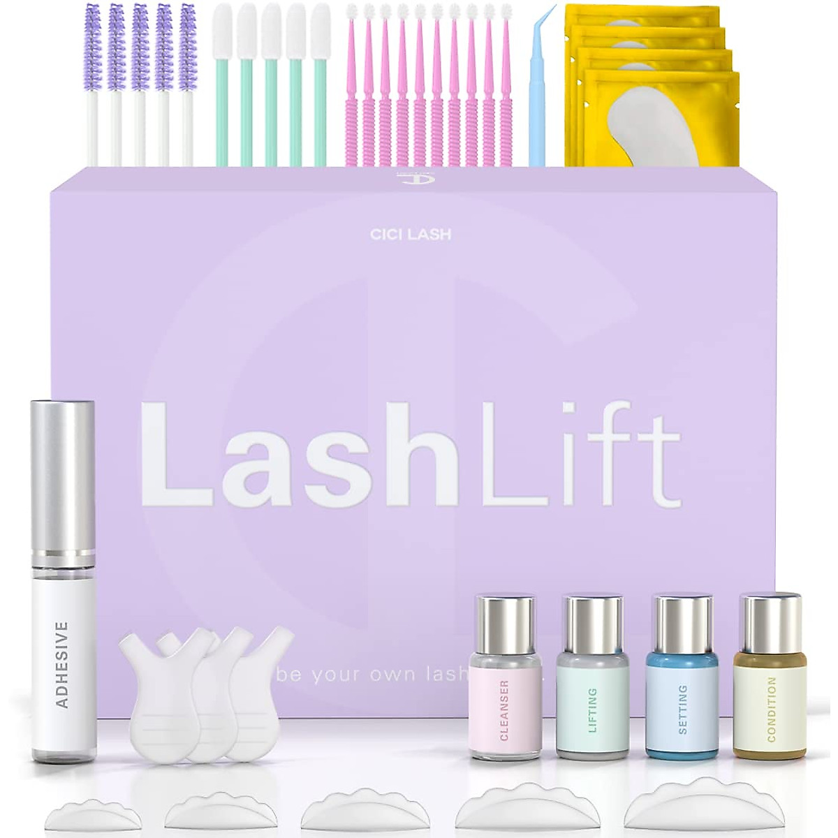 Lash Lift Kit with Keratin by Cici | Instant Perming, Lifting & Curling for Eyelashes | Long Lasting Professional Salon Results for a Supermodel Look | Includes Glue, Supplies and Expert Instructions