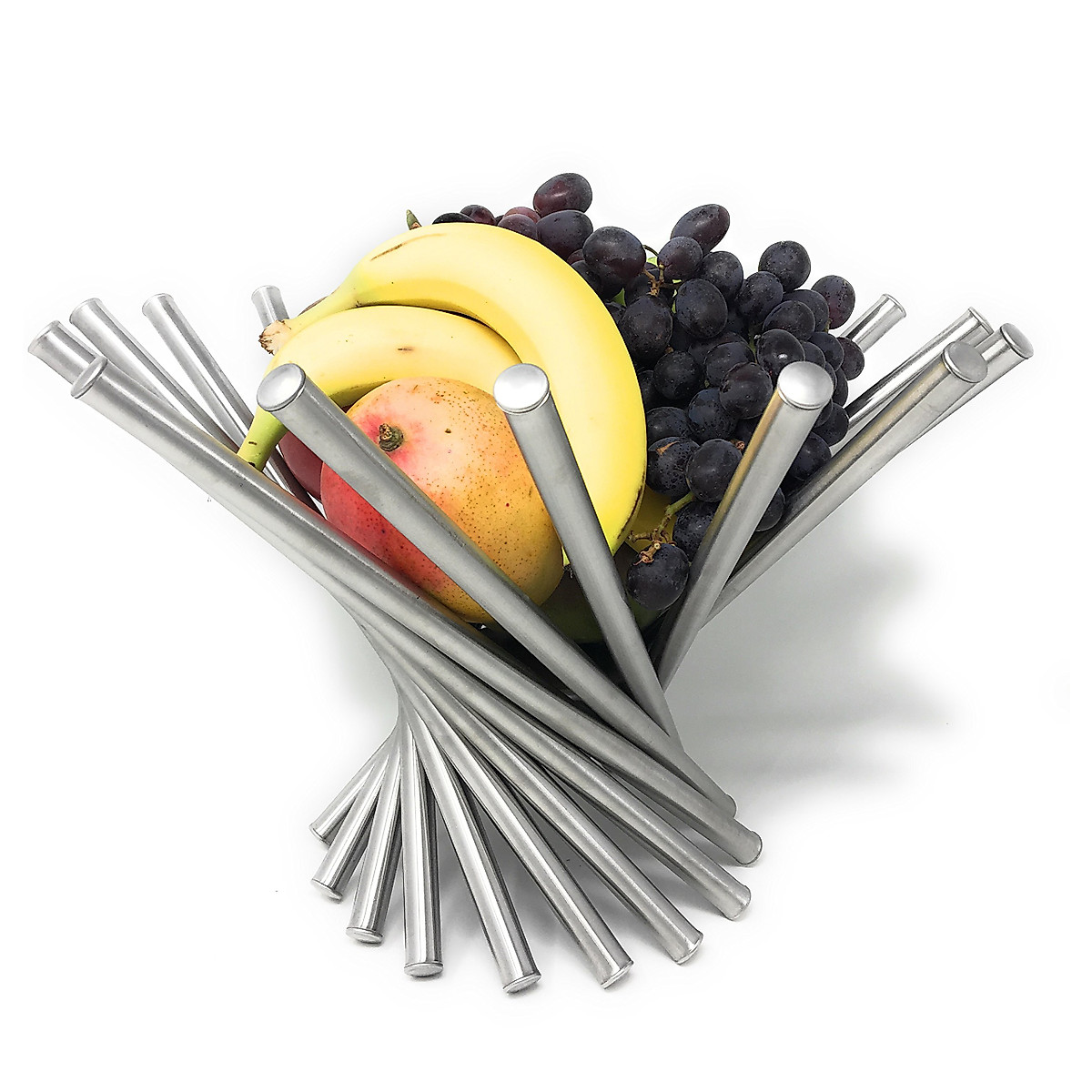 Modern Rotating Fruit Basket, Stainless Steel, by HomeSimple