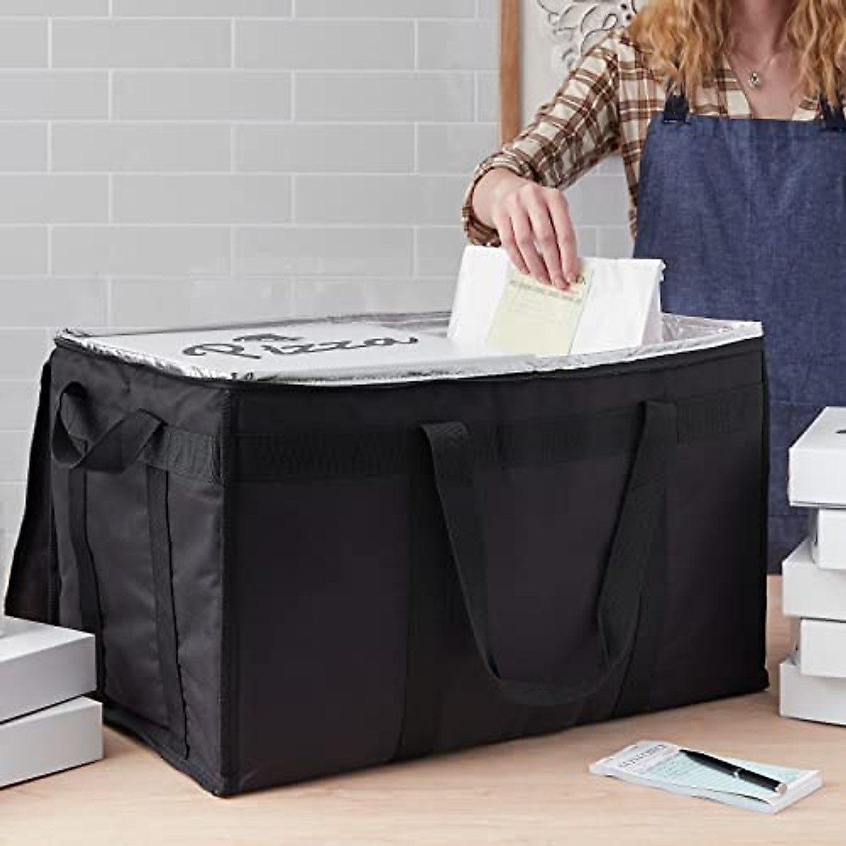 Stockroom Plus Commercial Insulated Food Delivery Bag with Handles and Zipper Top for Hot and Cold Food Delivery (XXL 23x14x14.5 in, Black)