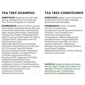 Tea Tree Oil Shampoo and Conditioner Set - Anti Dandruff Treatment for Itchy, Dry Scalps - Ideal for Women and Men with Oily Hair and Scalp Buildup - Sulfate and Paraben Free